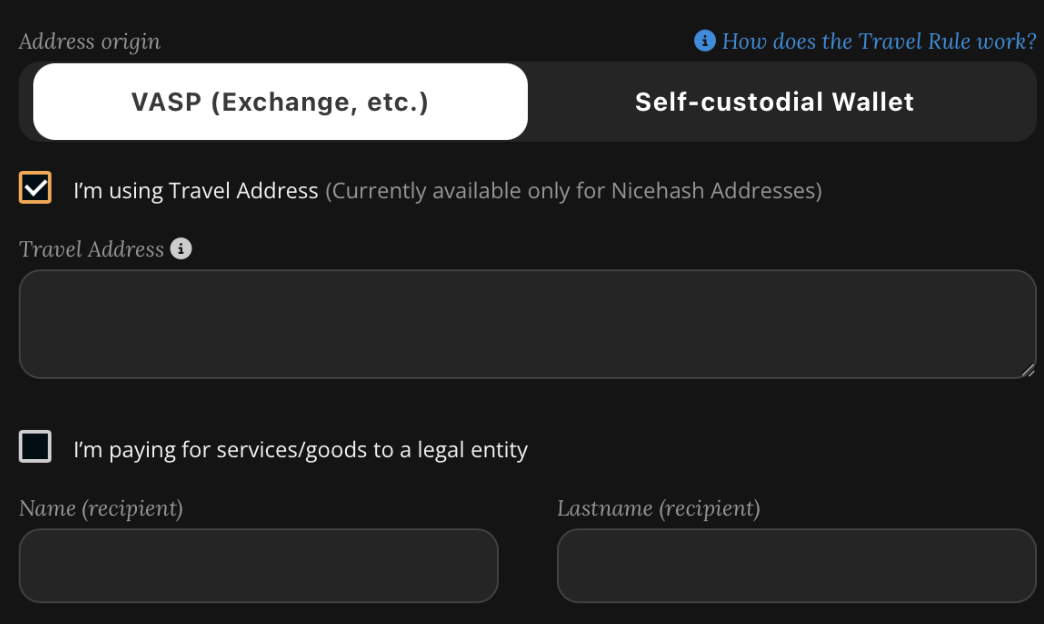 NiceHash Travel Rule Guide | NiceHash